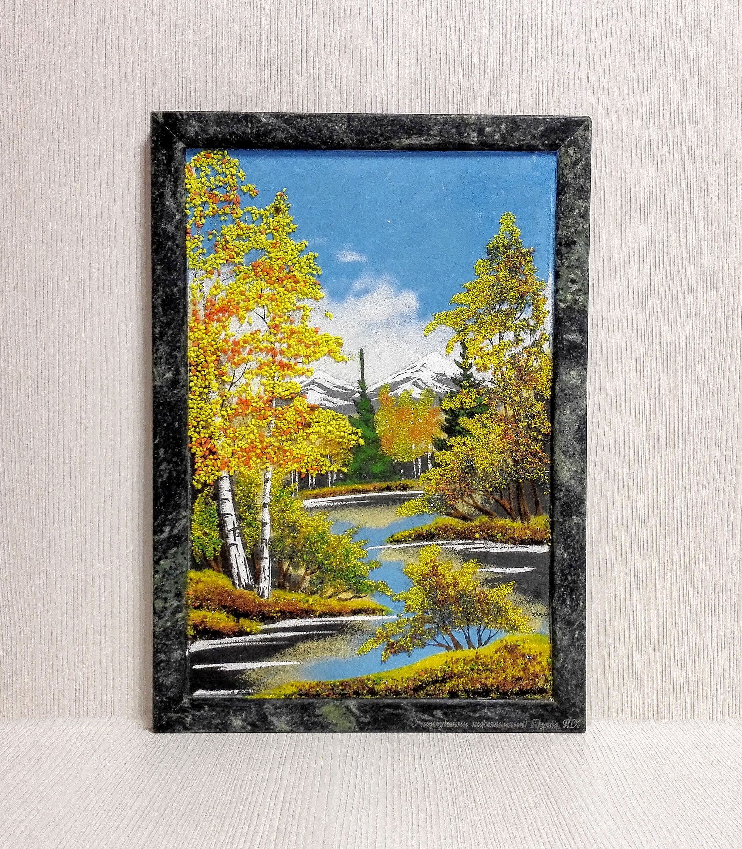 Vintage Large panel Soviet Picture on Stone. Russian Art | Inspire Uplift