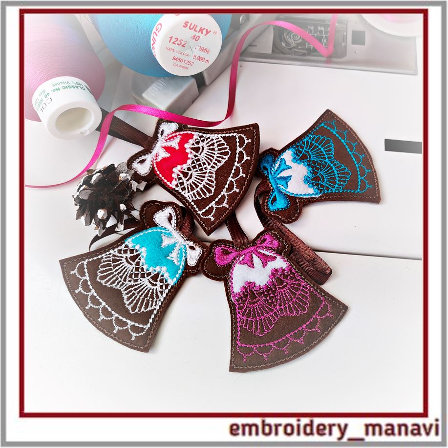 In the hoop gingerbread bell 3 embroidery design. | Inspire Uplift