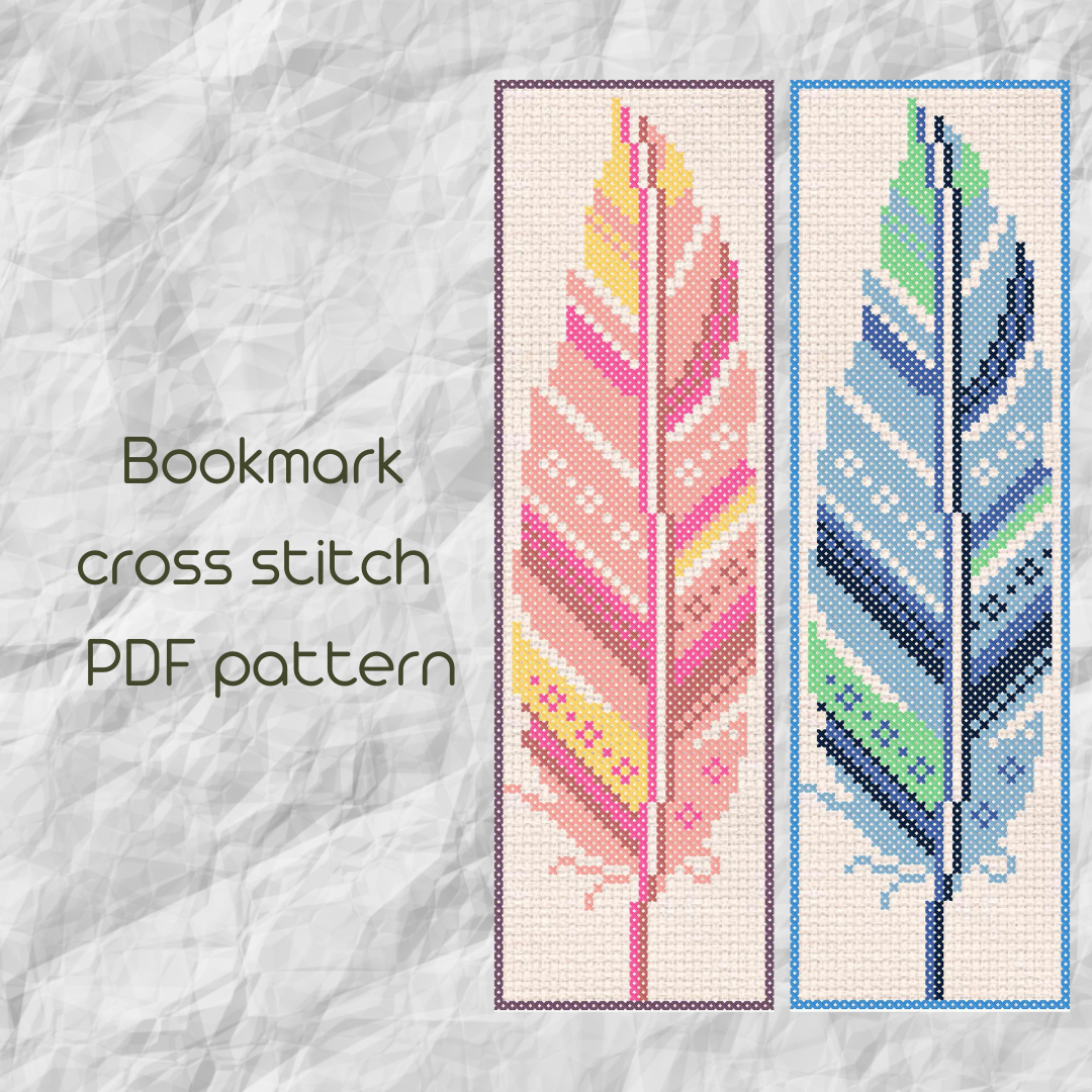 Bookmark cross stitch pattern / Plume 2 colors bookmark cros | Inspire ...