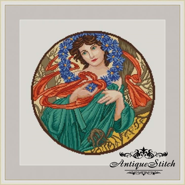 Alphonse Mucha December Cross Stitch Pattern PDF Art Nouveau | Inspire ...