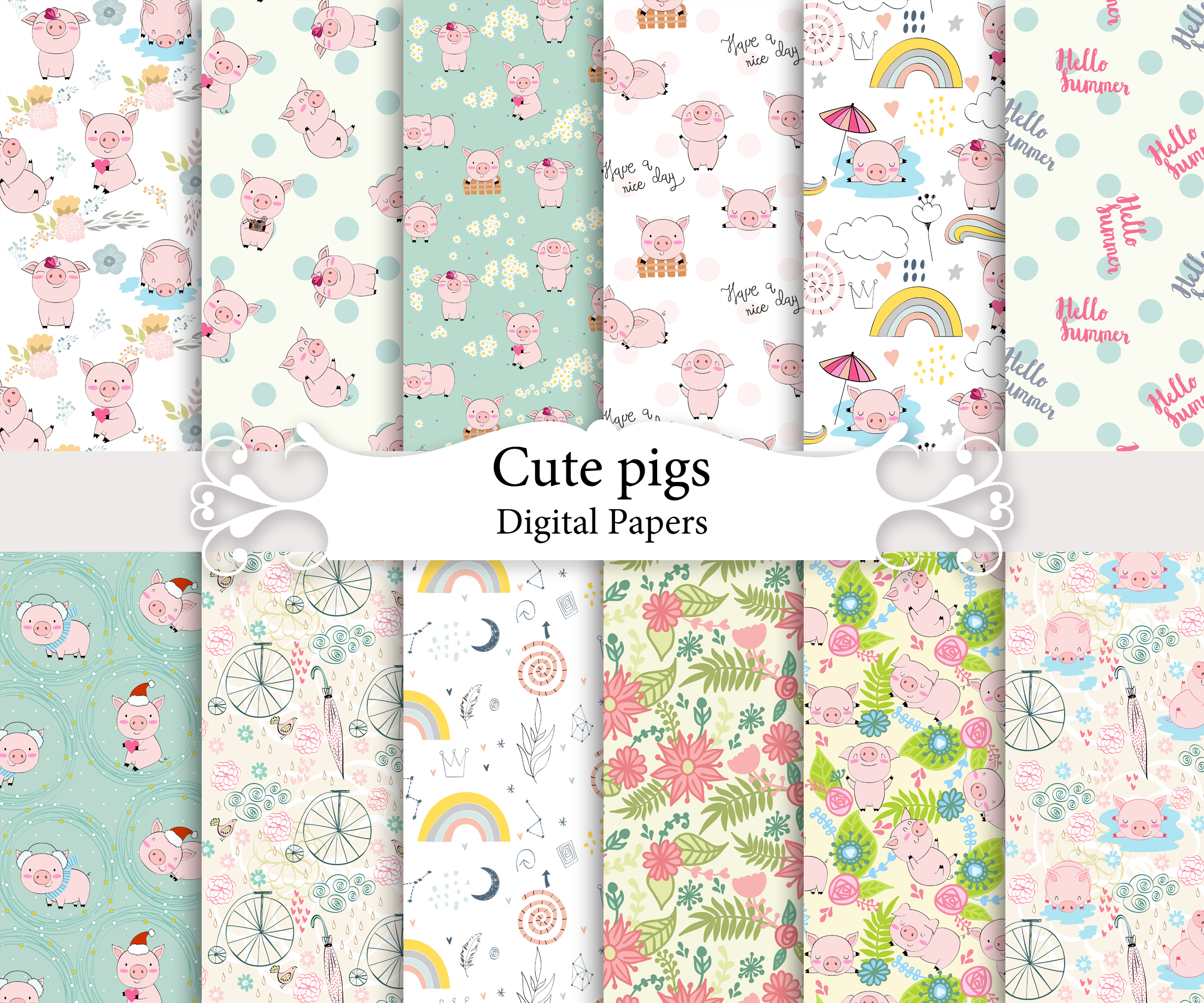 Pig paper, seamless patterns. | Inspire Uplift