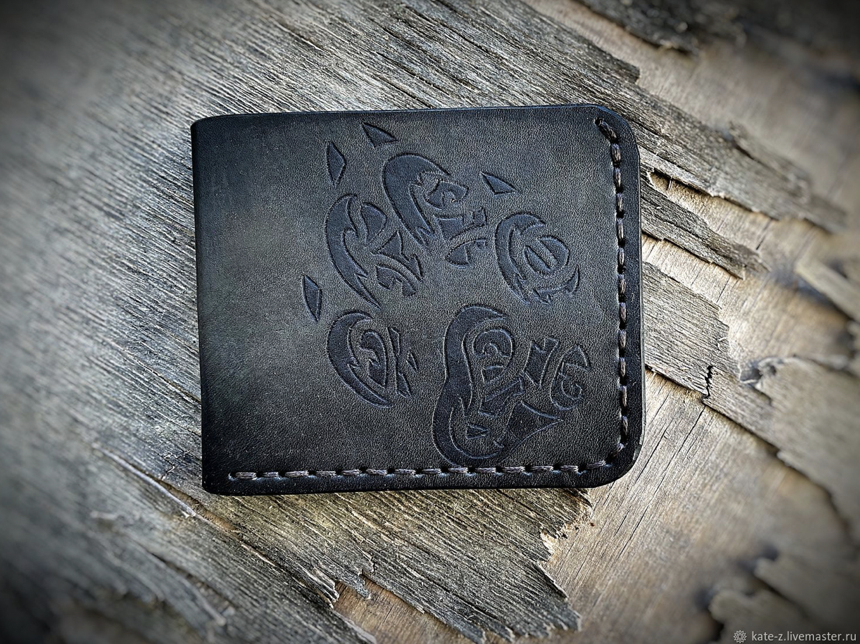 Wolf Paw Full Grain Bifold Men Women Leather Viking Celtic R | Inspire ...