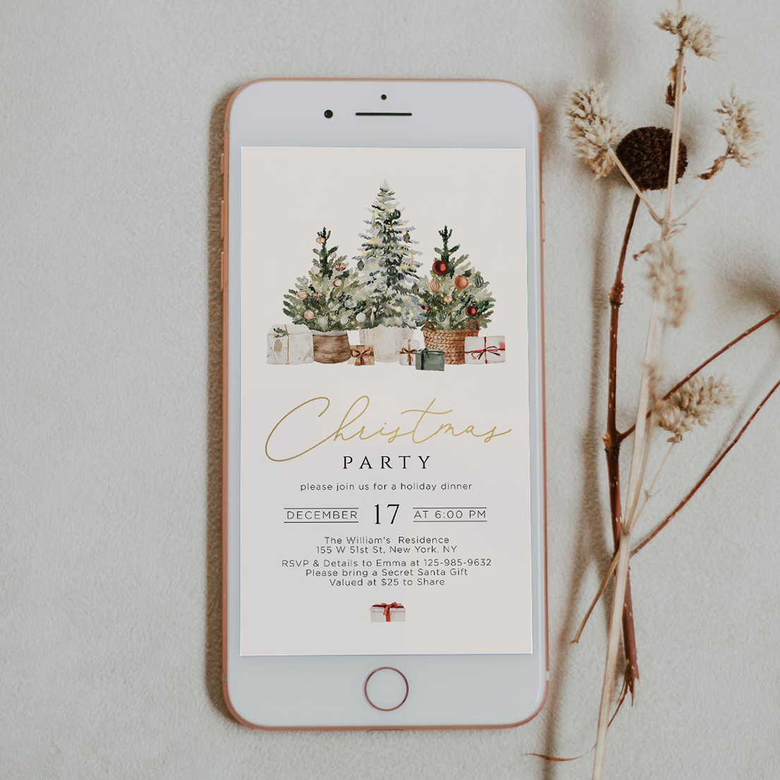 Christmas Evite, Digital Christmas Invitation, Electronic Ch | Inspire ...