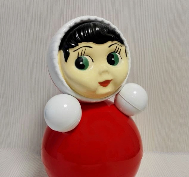 Vintage Soviet Red Doll Roly Poly. Musical Doll Anime - Inspire Uplift