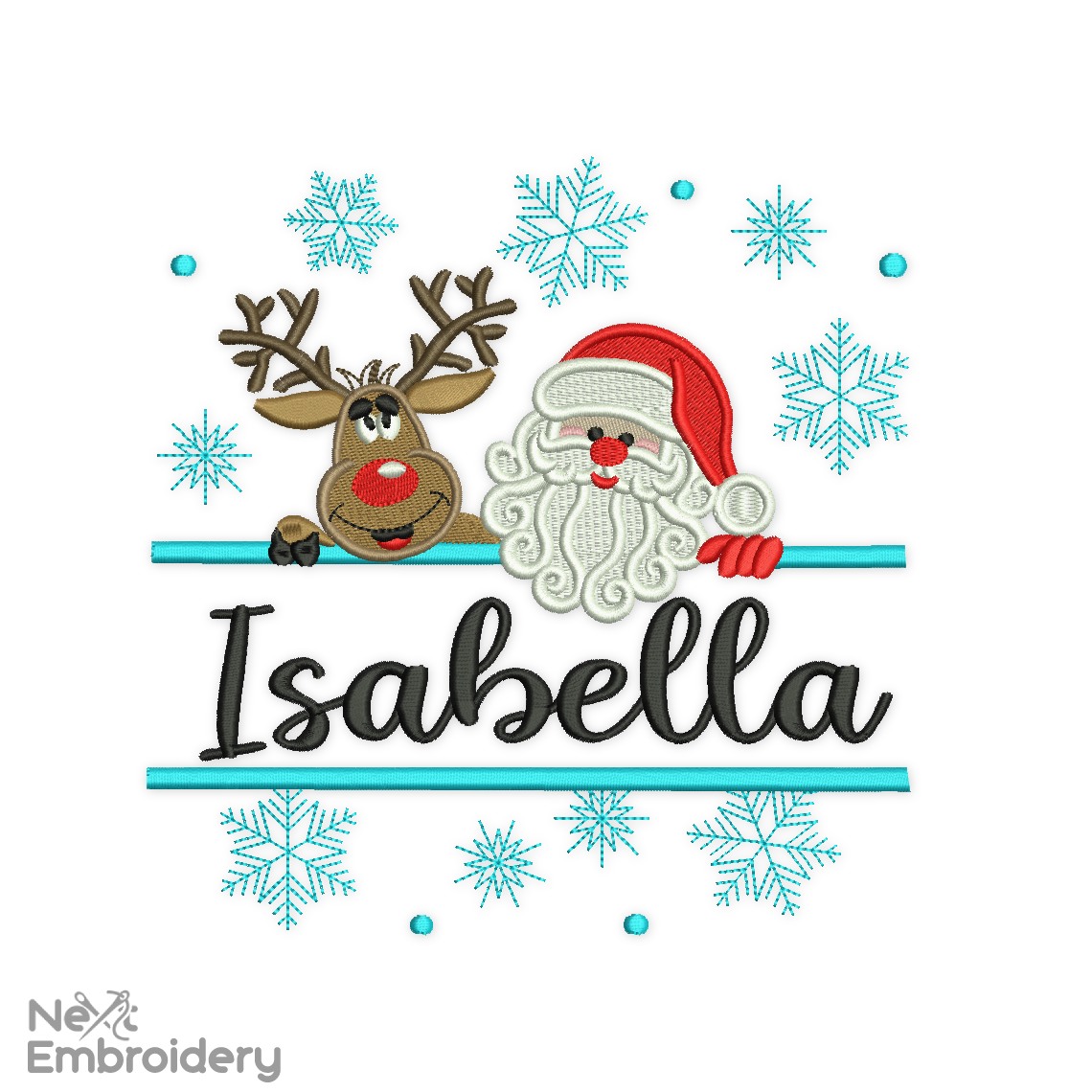 Santa and Deer Embroidery Design, Split Christmas Frame, Chr | Inspire ...