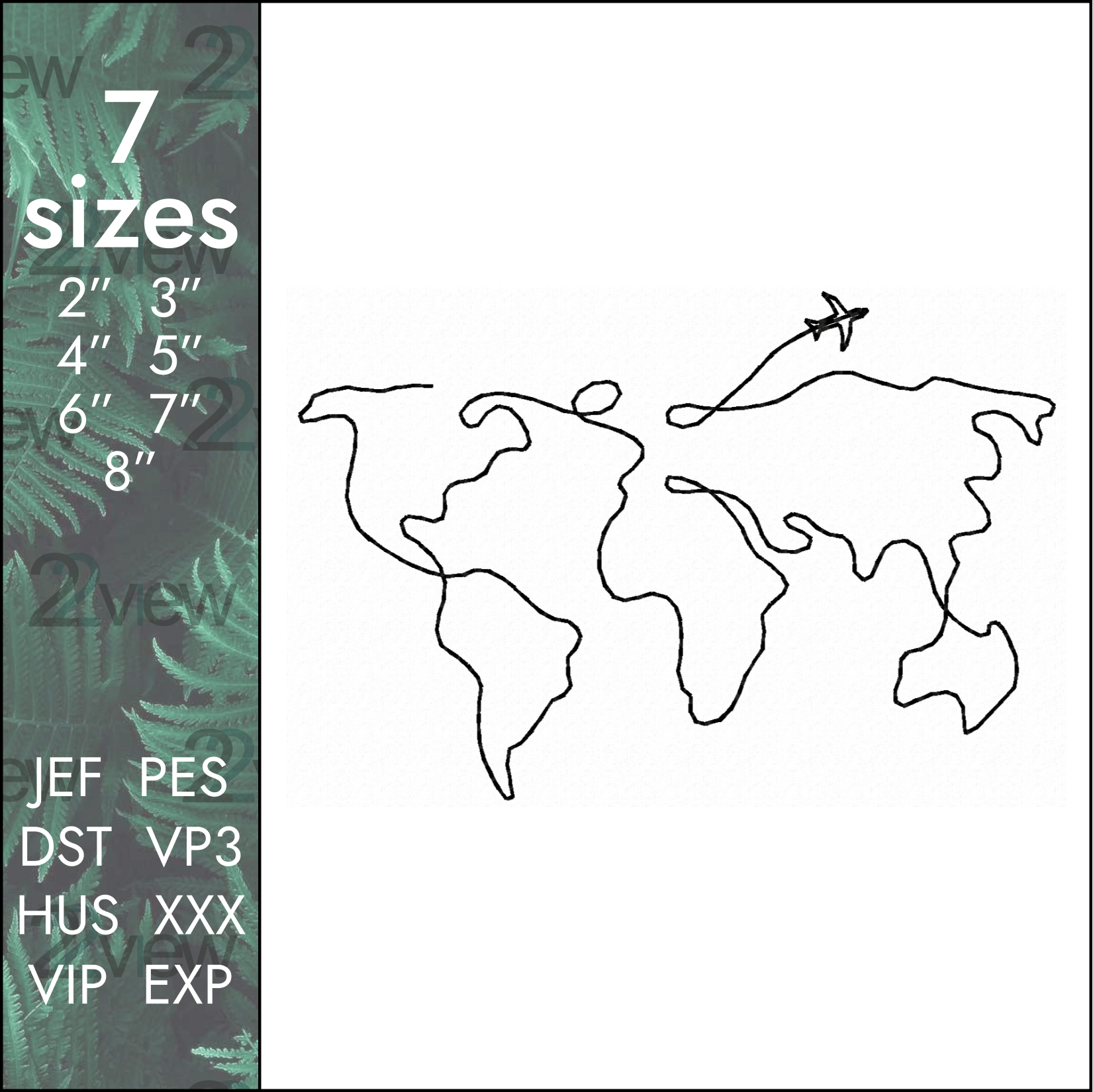 World map Embroidery Design, air travel around the world | Inspire Uplift