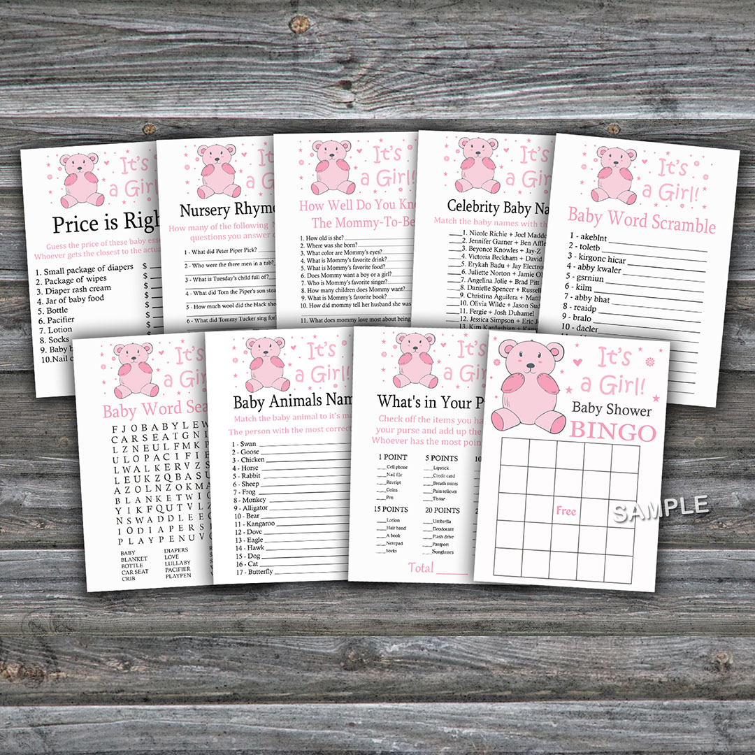 Pink Teddy bear baby shower games bundle,Teddy Bear Baby Sho - Inspire ...