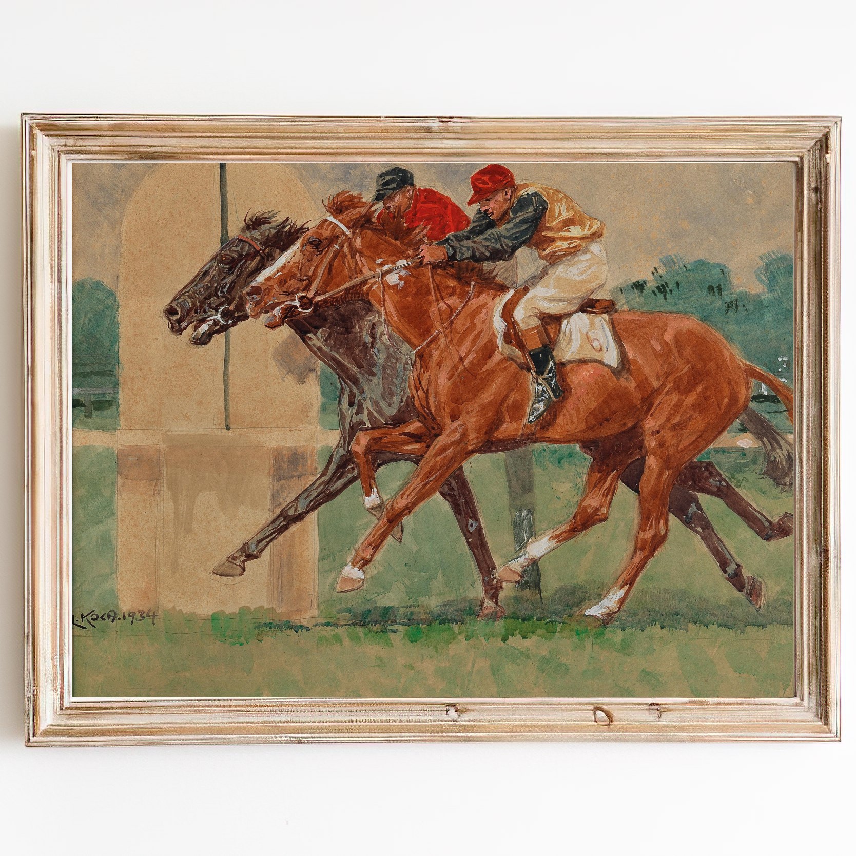 CANVAS ART PRINT | A Gallop Race Watercolor Oil Painting | C | Inspire ...