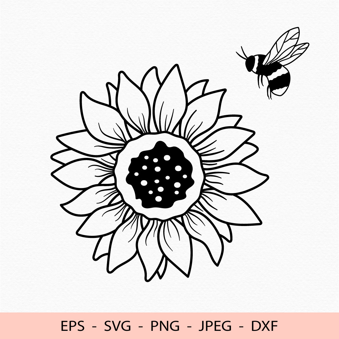 Bumble Bee Sunflower Svg File for Cricut dxf for laser cut - Inspire Uplift