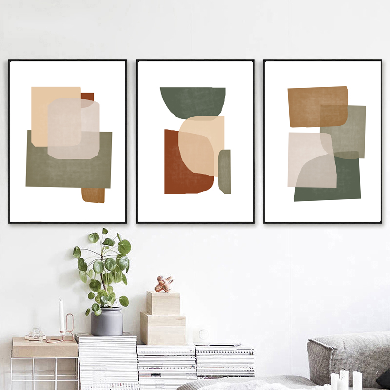 Digital Art Abstract Geometric Set Of 3 Prints Modern Wall A - Inspire ...