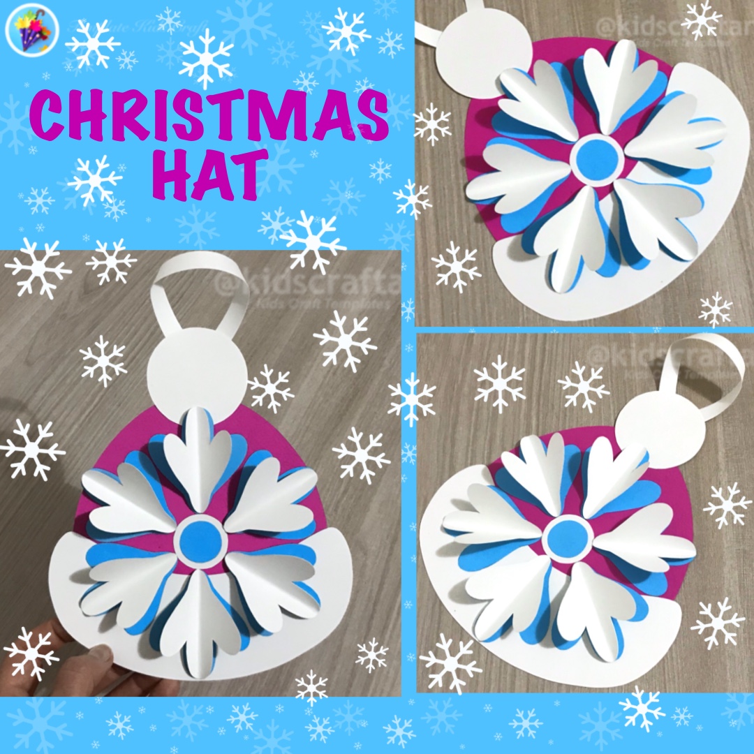 Printable Christmas Hat Snowflake Craft for Kids Winter Door | Inspire ...