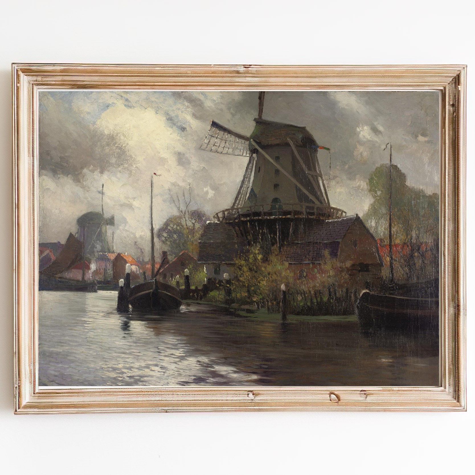 CANVAS ART PRINT | Dutch Windmill Oil Painting | Country Lan | Inspire ...