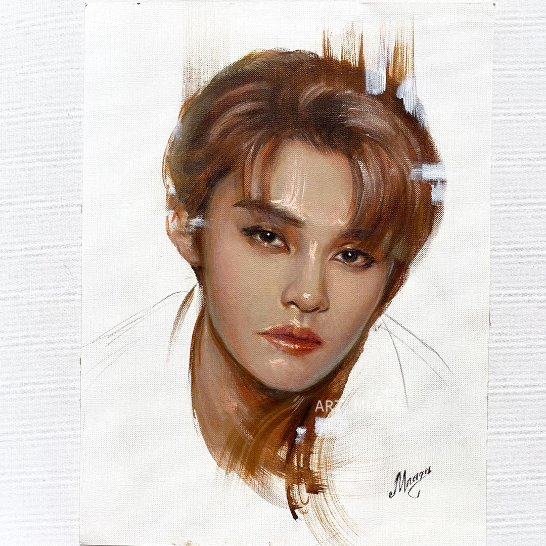 Original small oil painting Asian Korean boy Kpop idol | Inspire Uplift