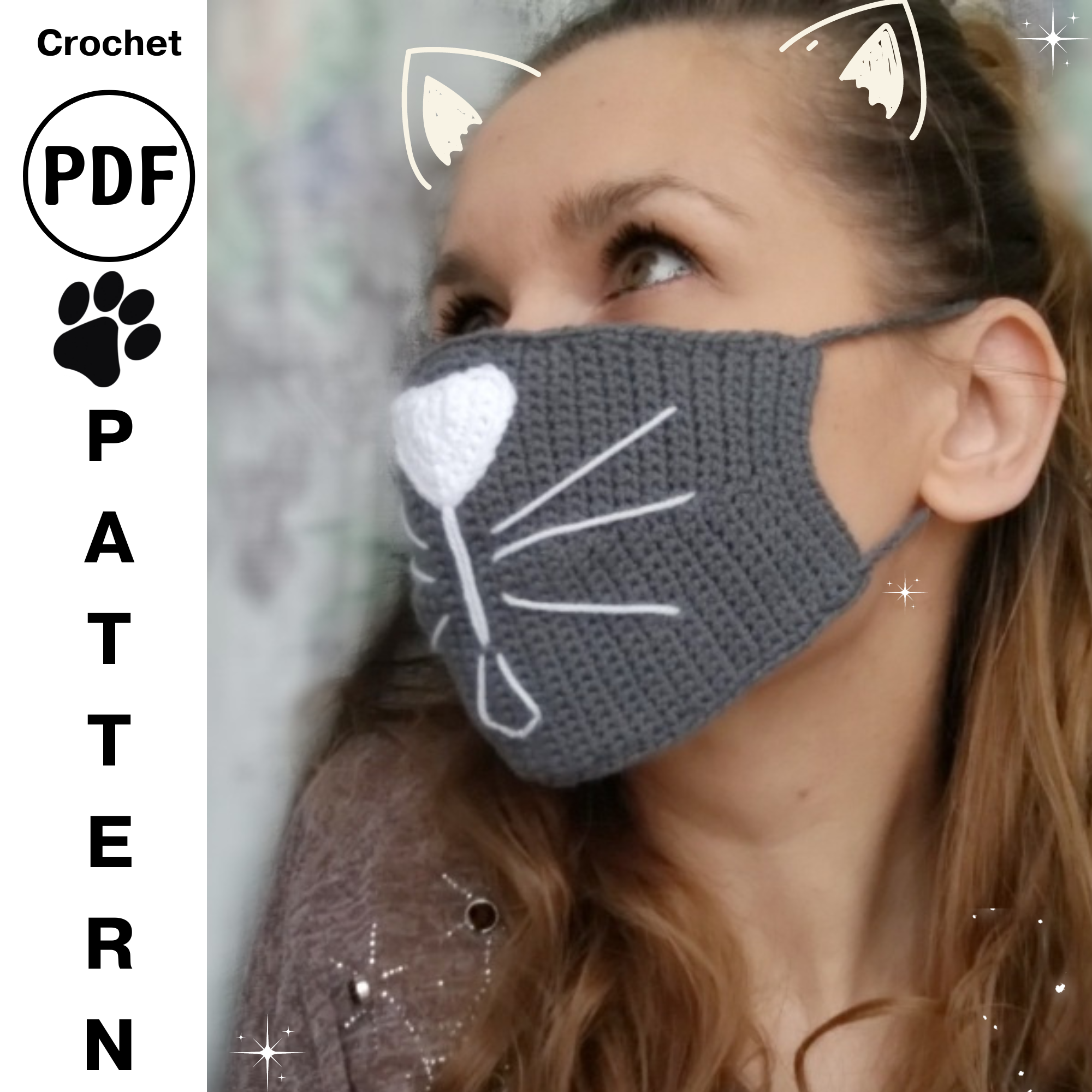 Crochet Pattern Decorative Face Mask Cat | Inspire Uplift