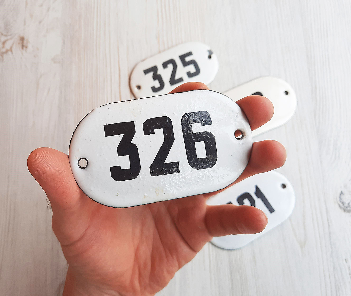 Enamel metal vintage address number plaque 326 - Soviet whit | Inspire ...