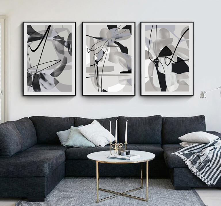 Grey Abstract Print Set Of 3 Prints Digital Download Abstrac | Inspire ...