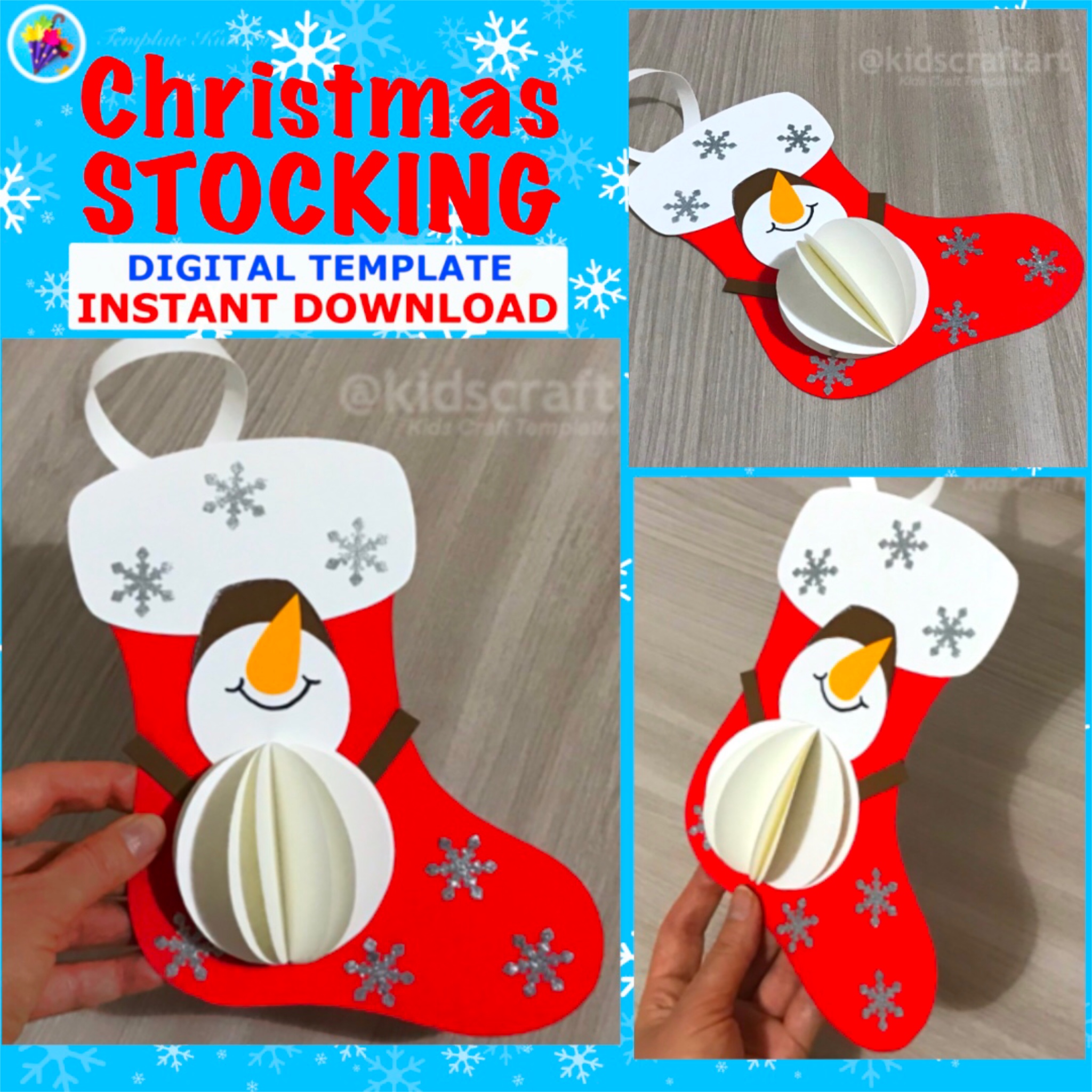 Printable Christmas Stocking Snowman Craft for Kids Winter D | Inspire ...