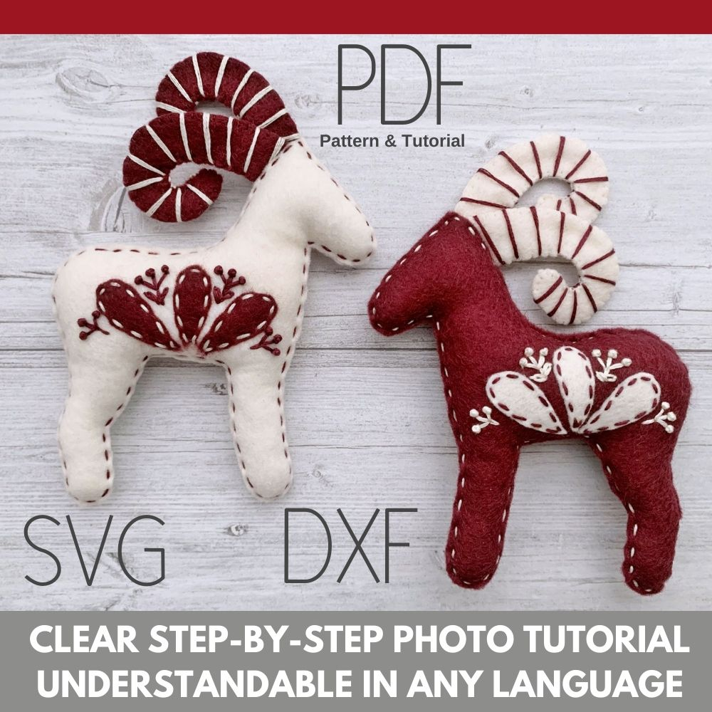 Felt Goat Christmas ornaments pattern PDF SVG | Inspire Uplift
