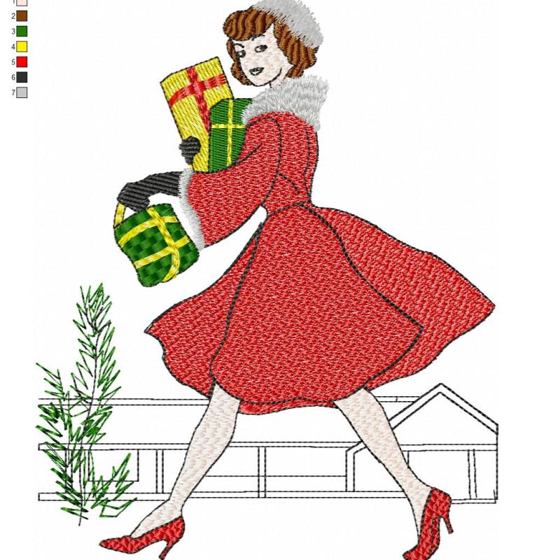 Christmas Shopping embroidery design DIGITAL machine pes | Inspire Uplift