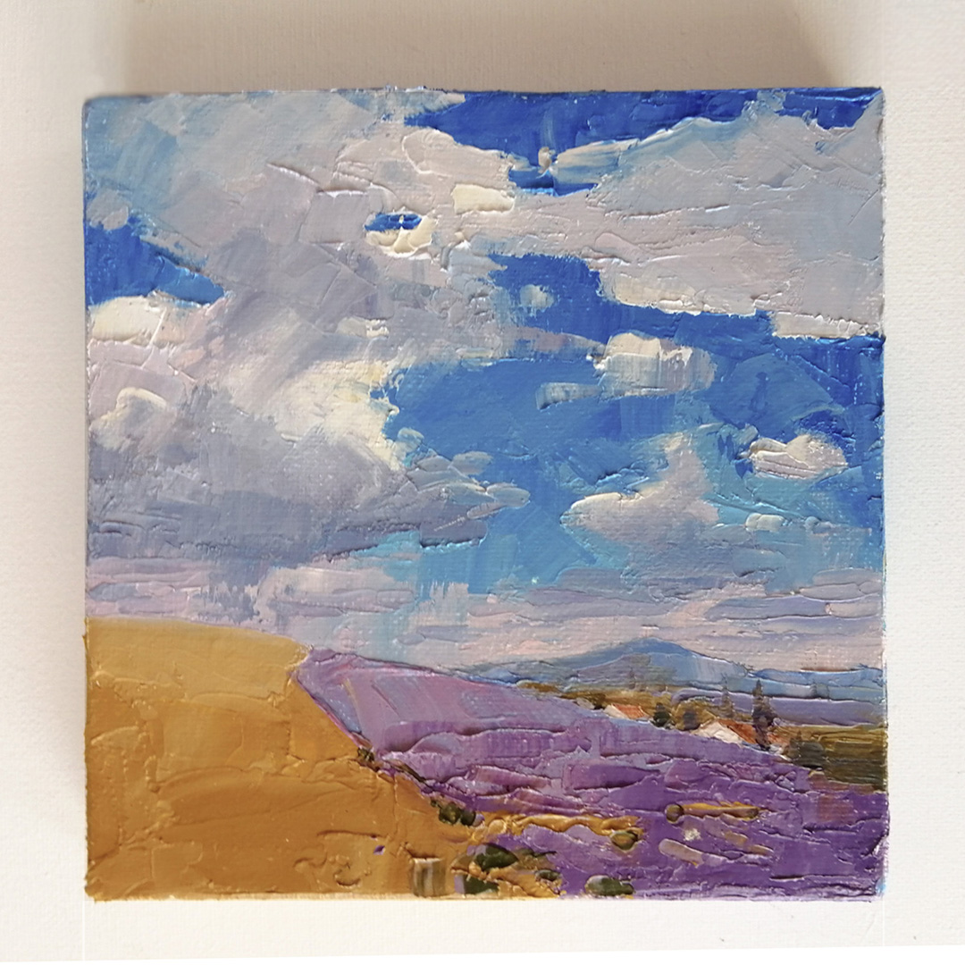 Set of two mini canvas painting. Lavender field art | Inspire Uplift