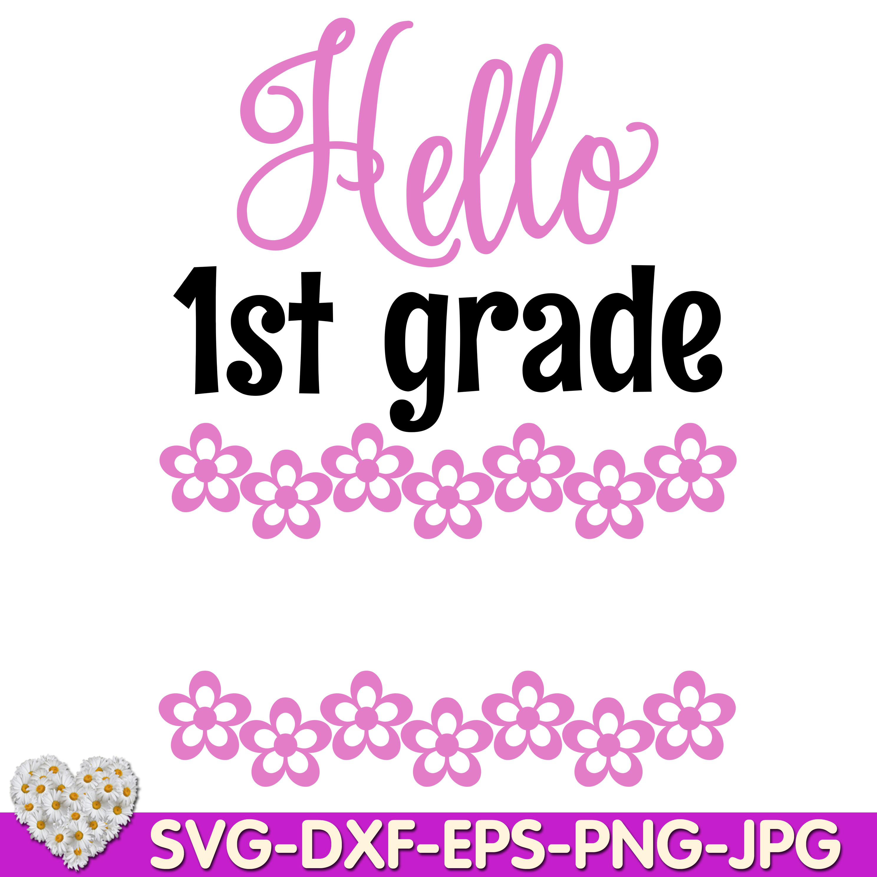 Hello 1st Grade Back To School Hello First Grade Apple Girl | Inspire ...