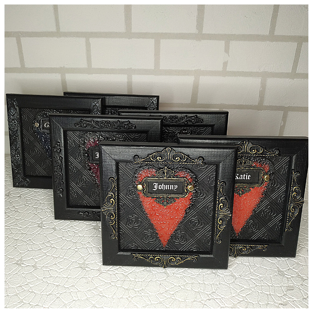 Gothic wedding gift of two black frames with hearts in victo | Inspire ...
