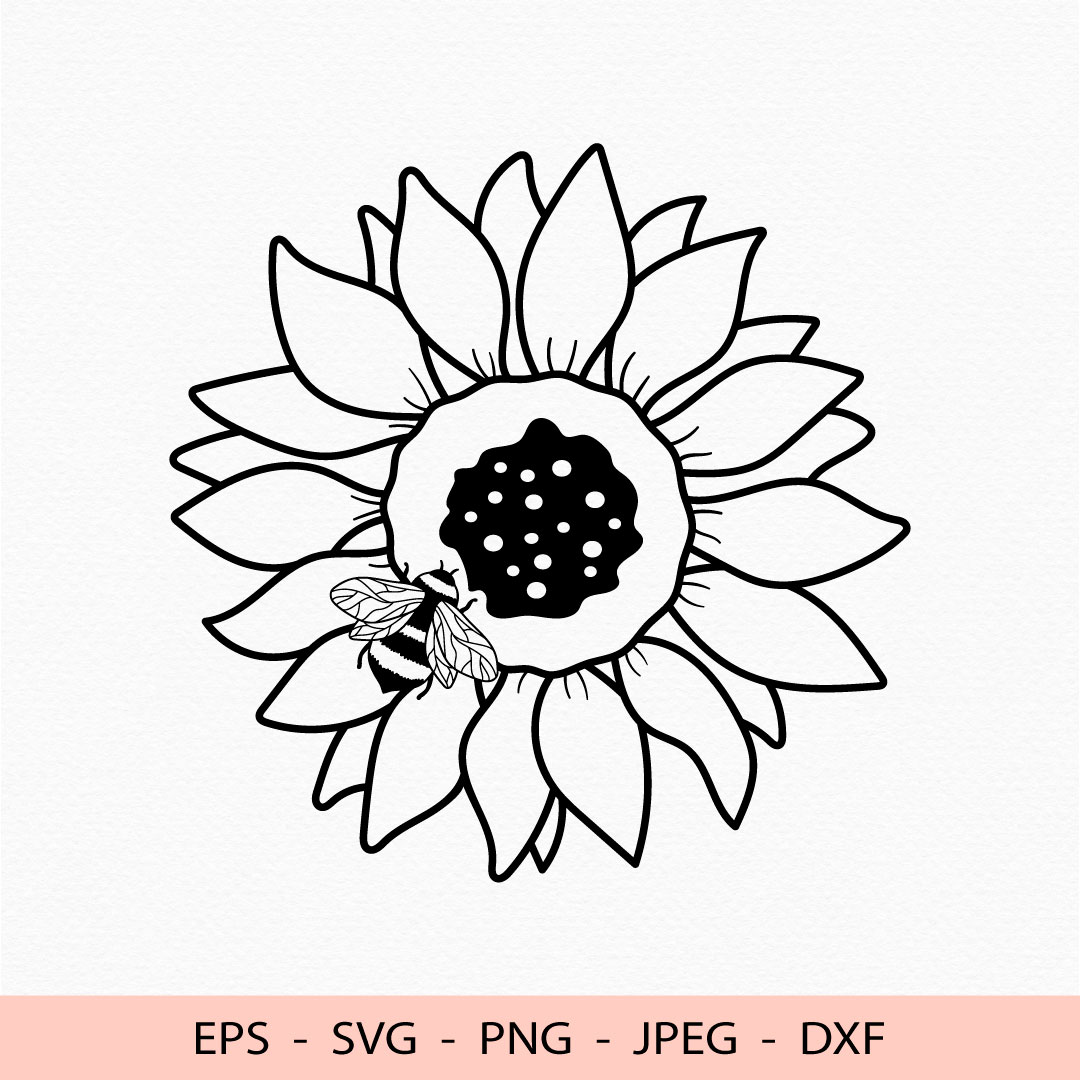 Bumble Bee Sunflower Svg for Cricut dxf for laser cut | Inspire Uplift