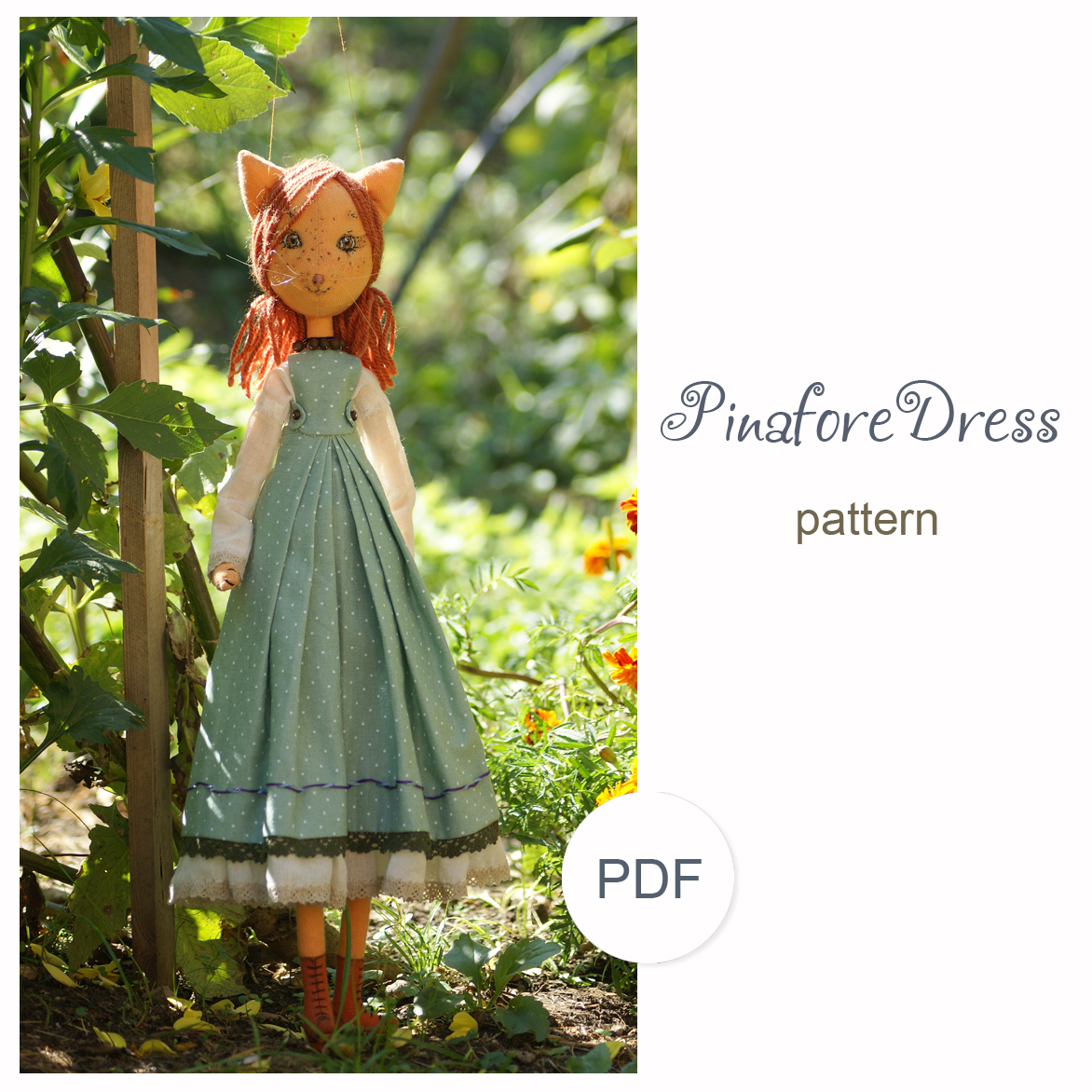 Pinafore dress pattern for doll cat, making dressed up kitty | Inspire ...