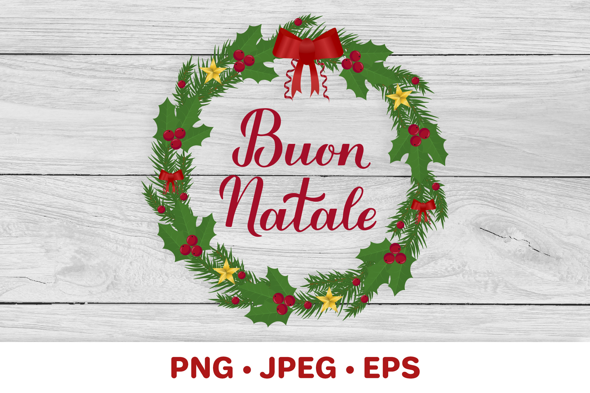 Buon Natale. Merry Christmas in Italian. Wreath of fir tree | Inspire ...