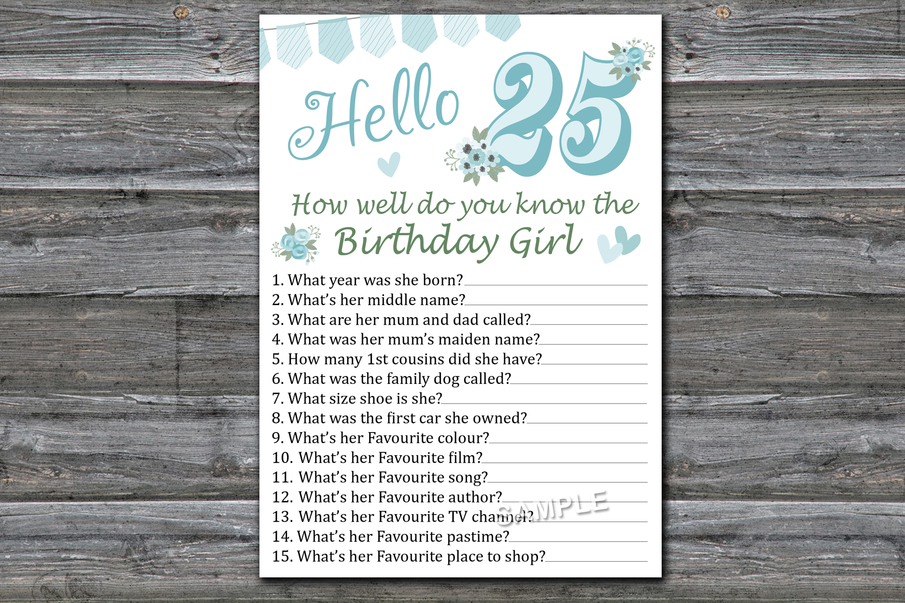 25th Birthday How well do you know the birthday girl,Adult B | Inspire ...