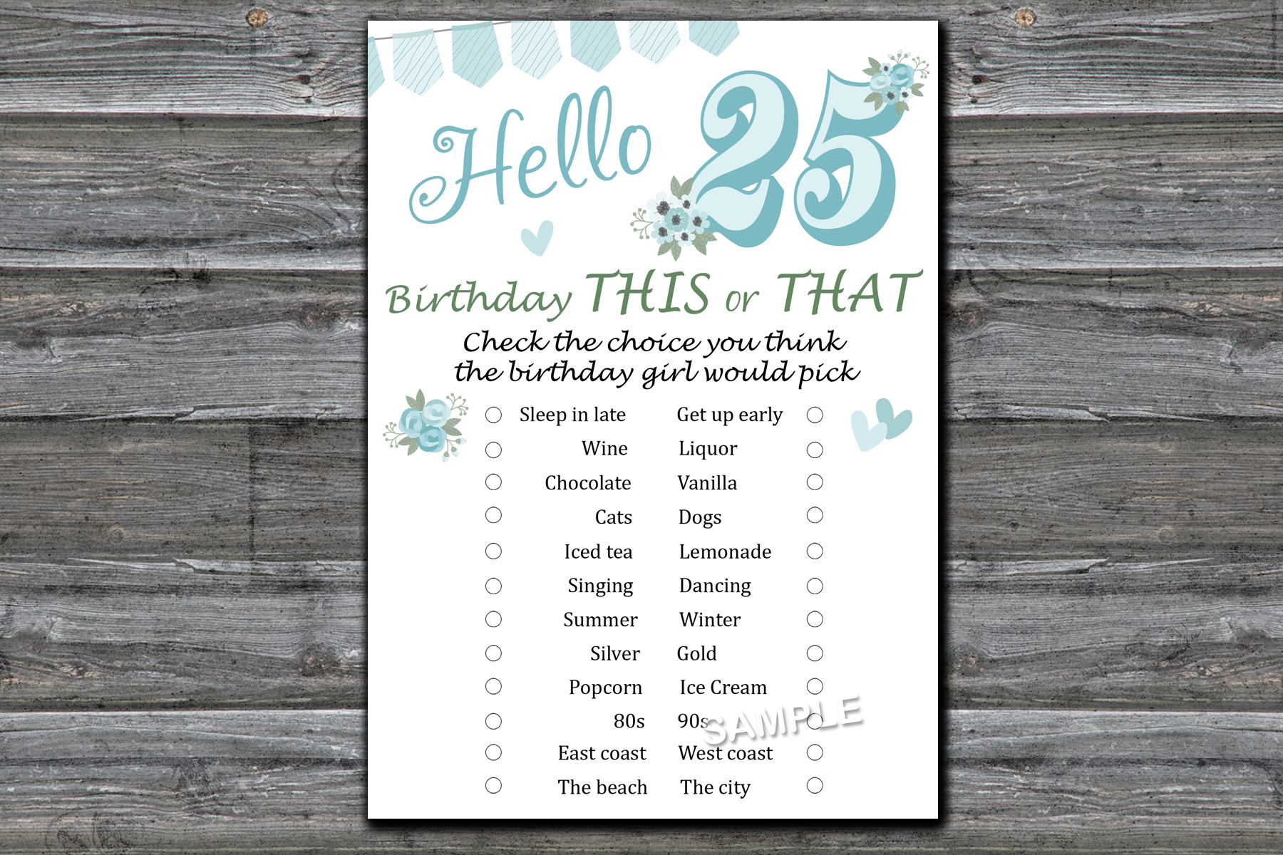 25th Birthday This or that birthday game,Adult Birthday part | Inspire ...
