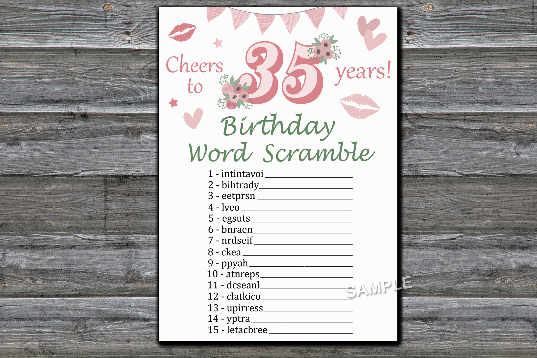35th Birthday Word Scramble Game,Adult Birthday party game-f | Inspire ...
