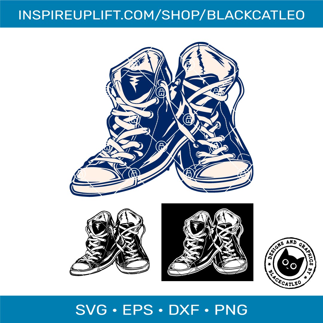 Two sneakers cut file svg Sports shoes vector clipart eps | Inspire Uplift