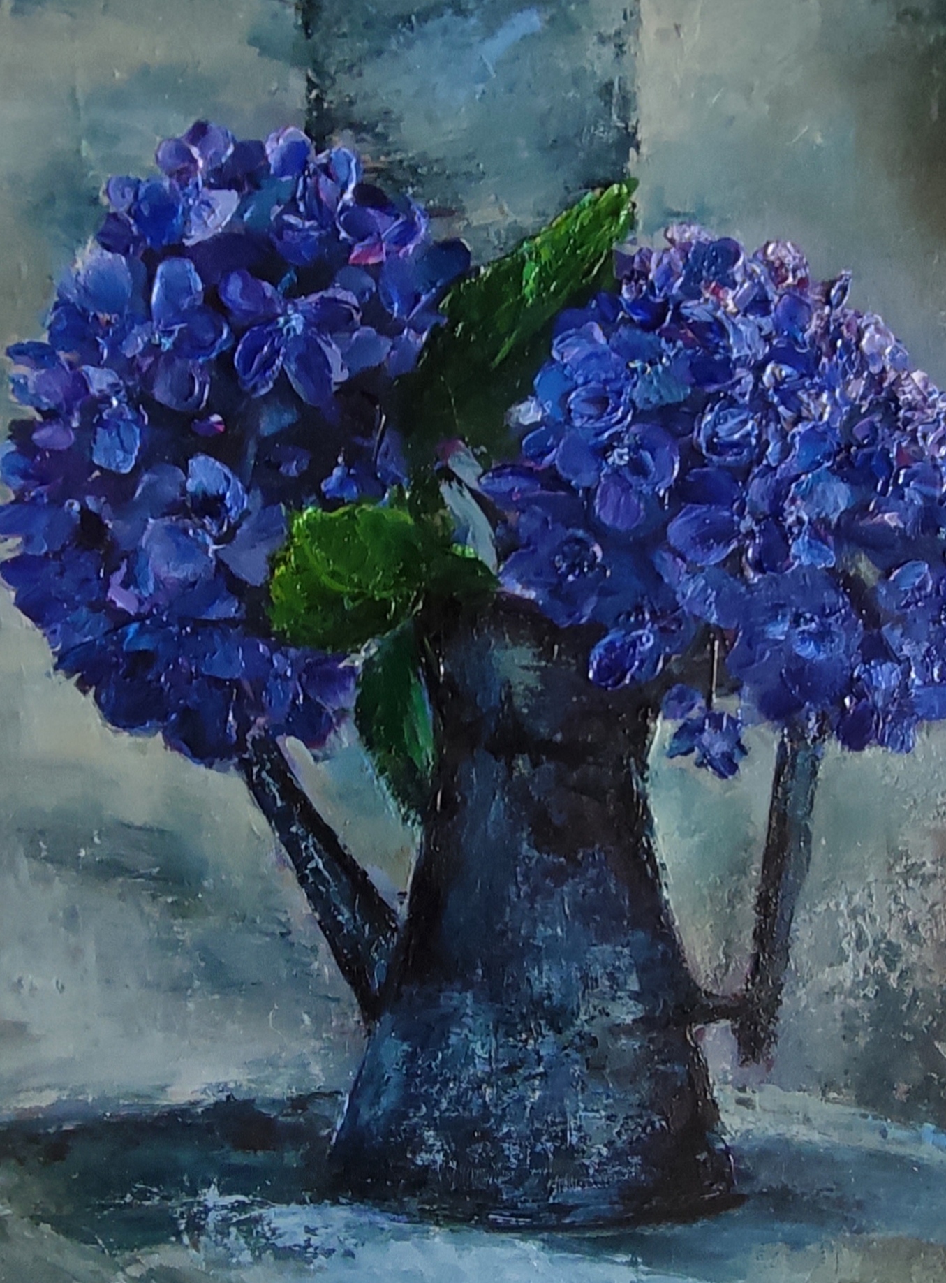 Hydrangeas blue flowers painting Impressionism Original art - Inspire ...