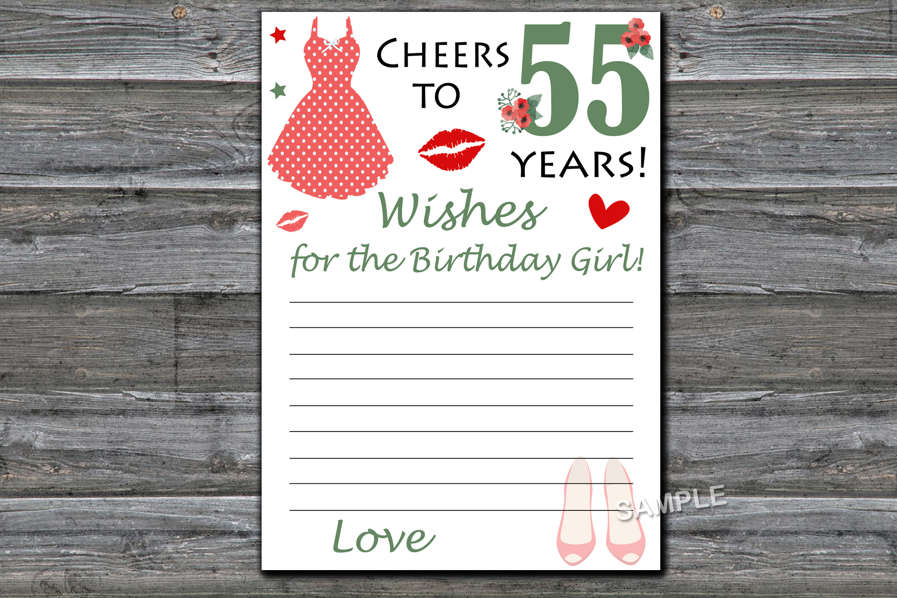 55th Wishes for the birthday girl,Adult Birthday party game- | Inspire ...