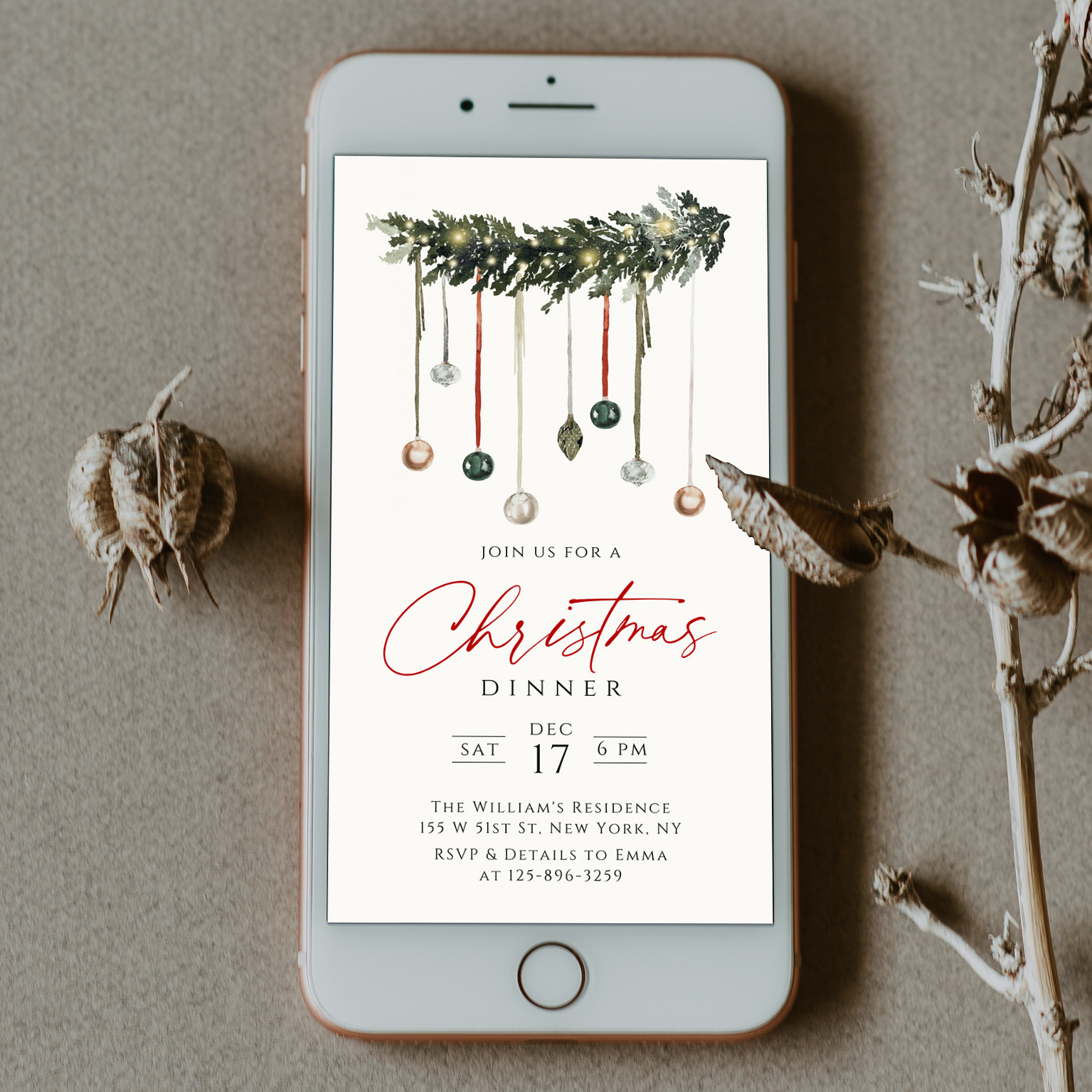 Online Christmas Invitation Template, Digital Christmas Invi | Inspire ...