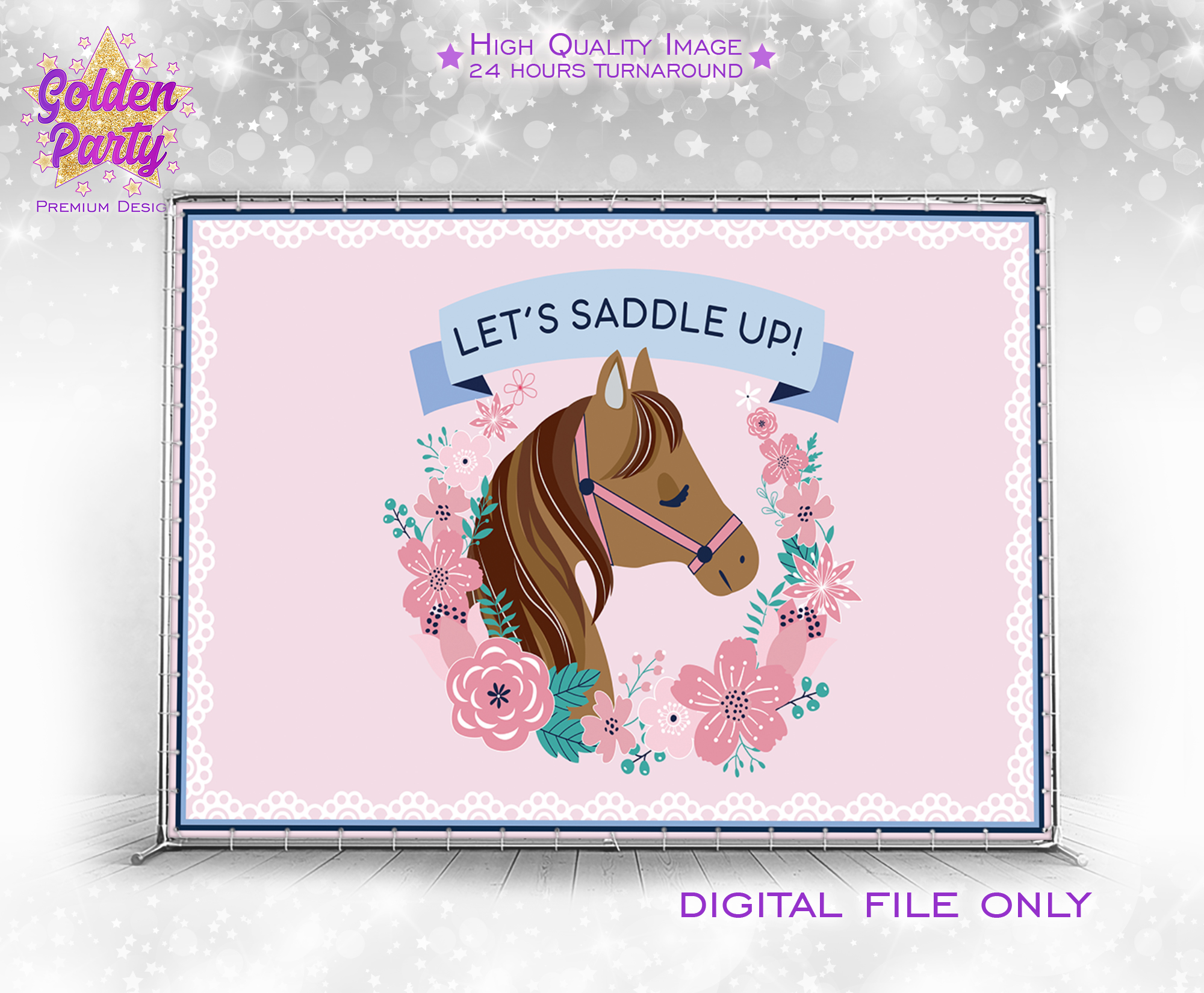 Saddle Up custom backdrop, Cute horse banner, Saddle up part | Inspire ...