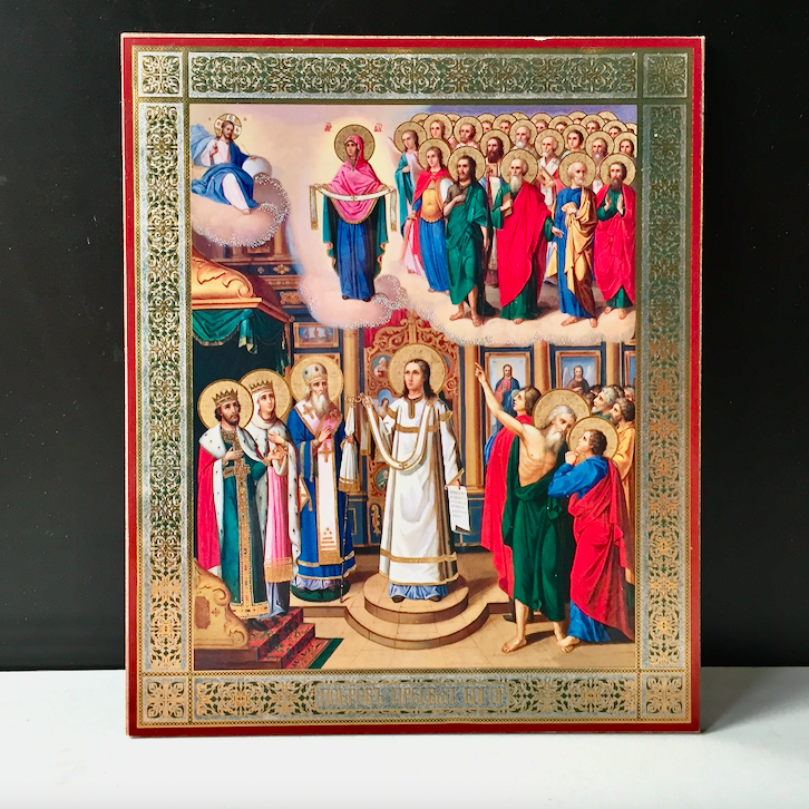 The Veil of the Virgin | Silver foiled icon lithography mou | Inspire ...