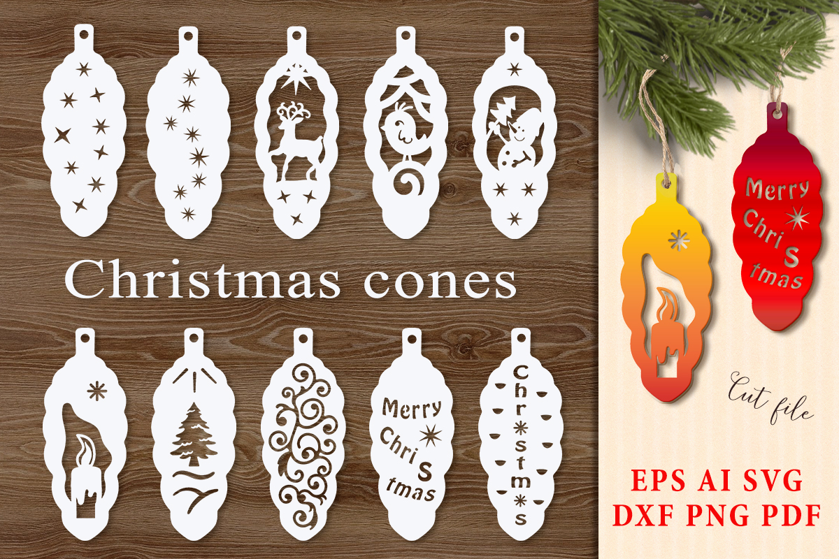 Christmas cones. Christmas decorations. Files to be cut/SVG | Inspire ...