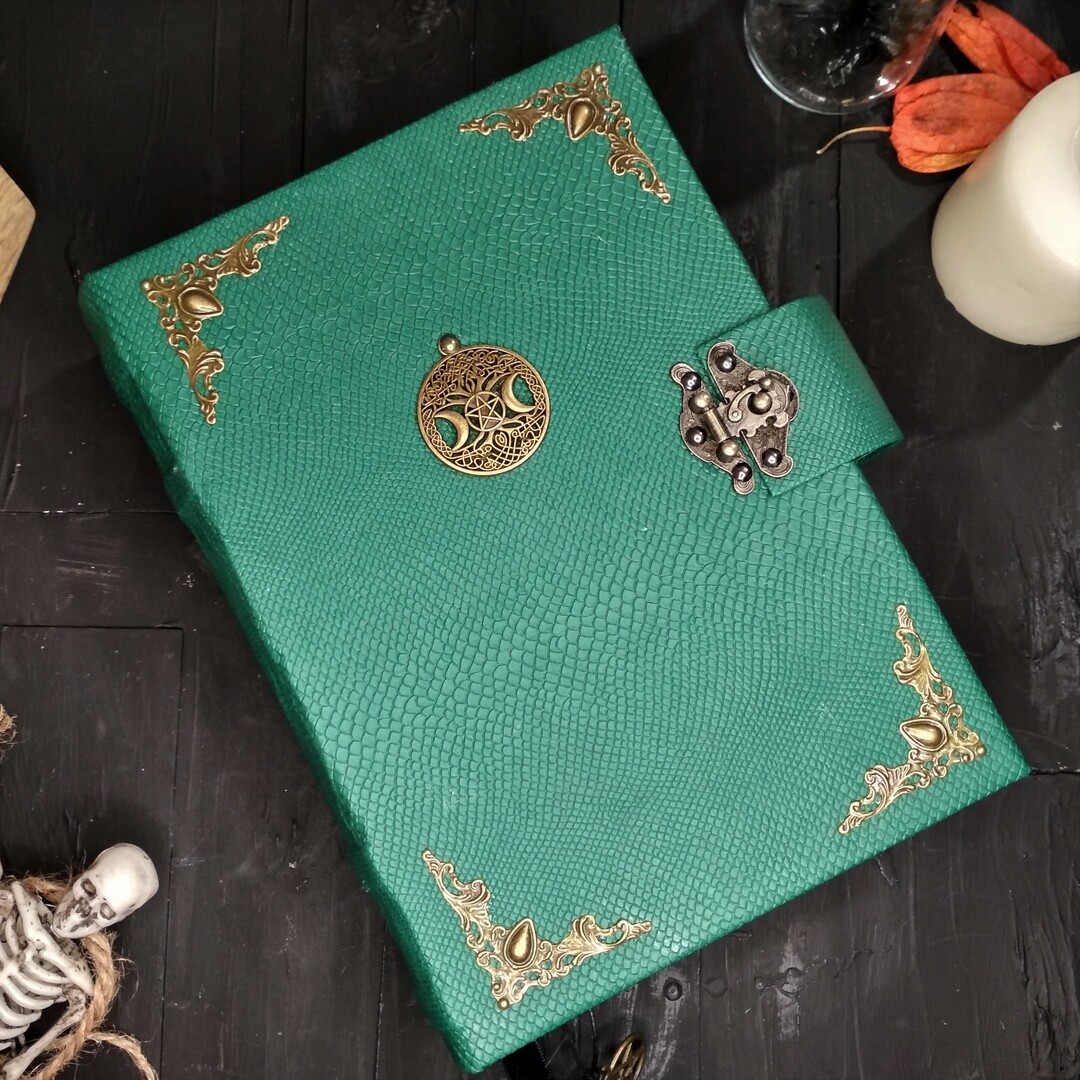 Grimoire journal Triple moon book of shadows with lock Old s - Inspire ...