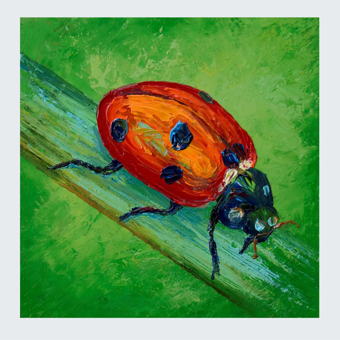 Red Ladybug Painting Original Art 5 by 5 inches small insect | Inspire ...