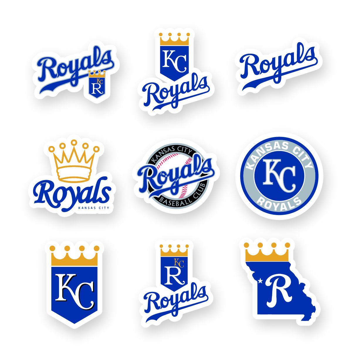 Kansas City Royals MLB Team Decal Set of 9 by 2 inches Stick | Inspire ...