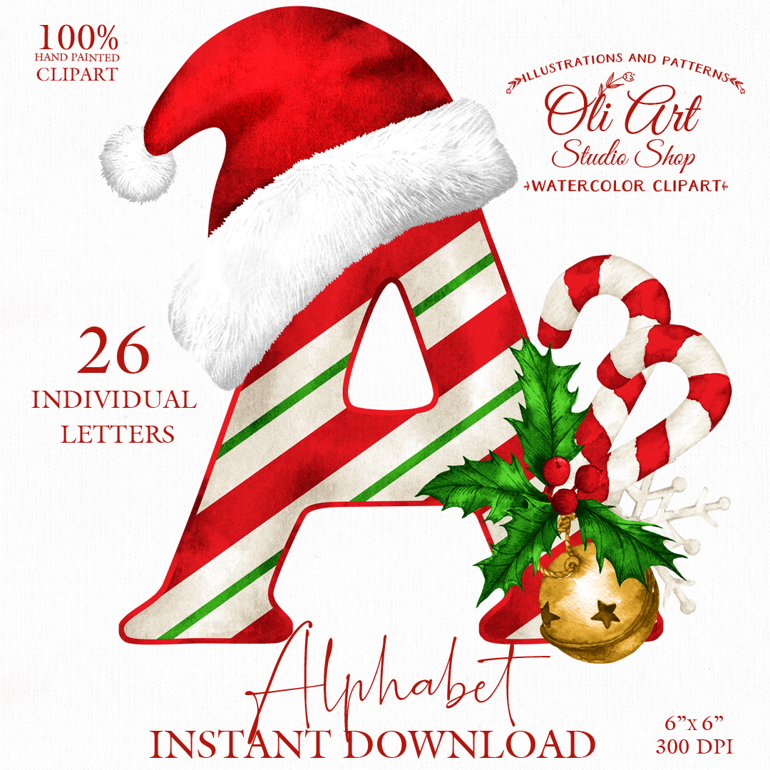Christmas clipart. Font clipart. Alphabet Png. Santa Claus H - Inspire ...