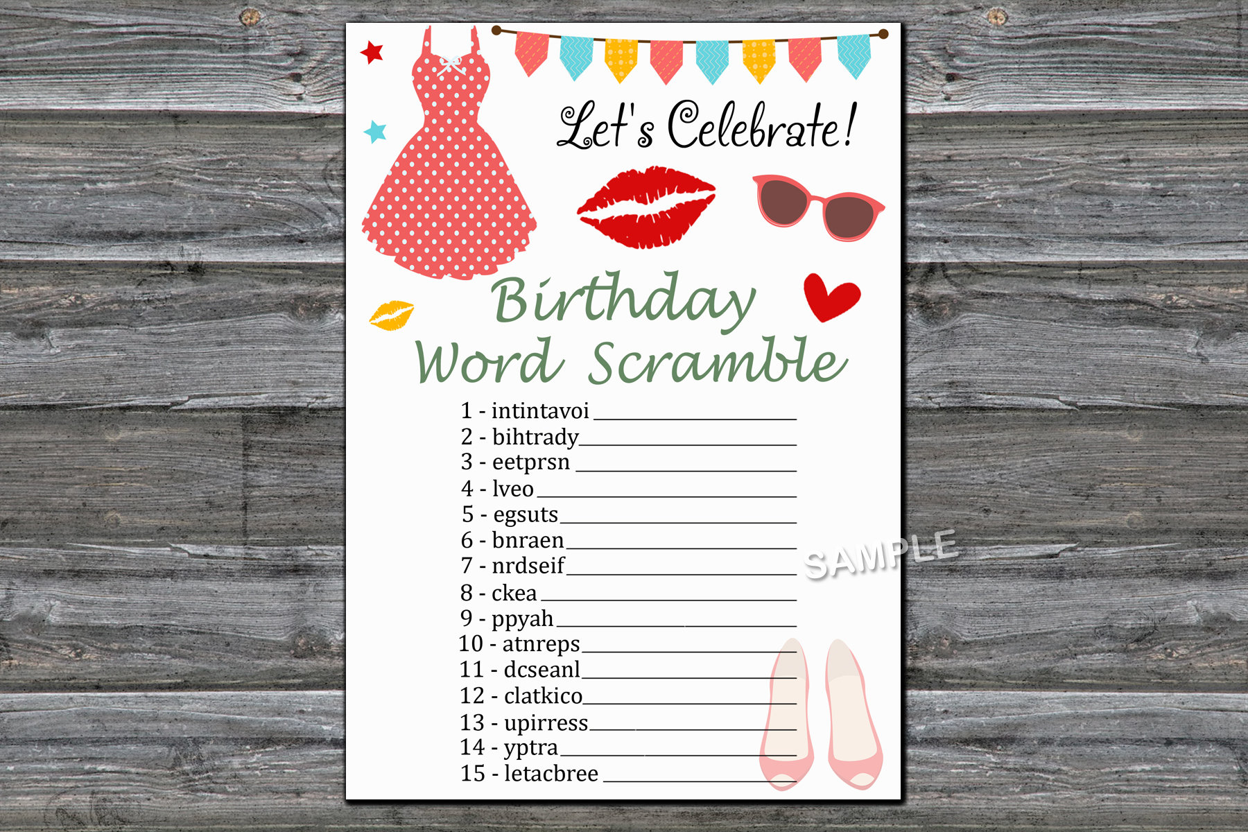 Ladies theme Birthday Word Scramble Game,Adult Birthday part | Inspire ...