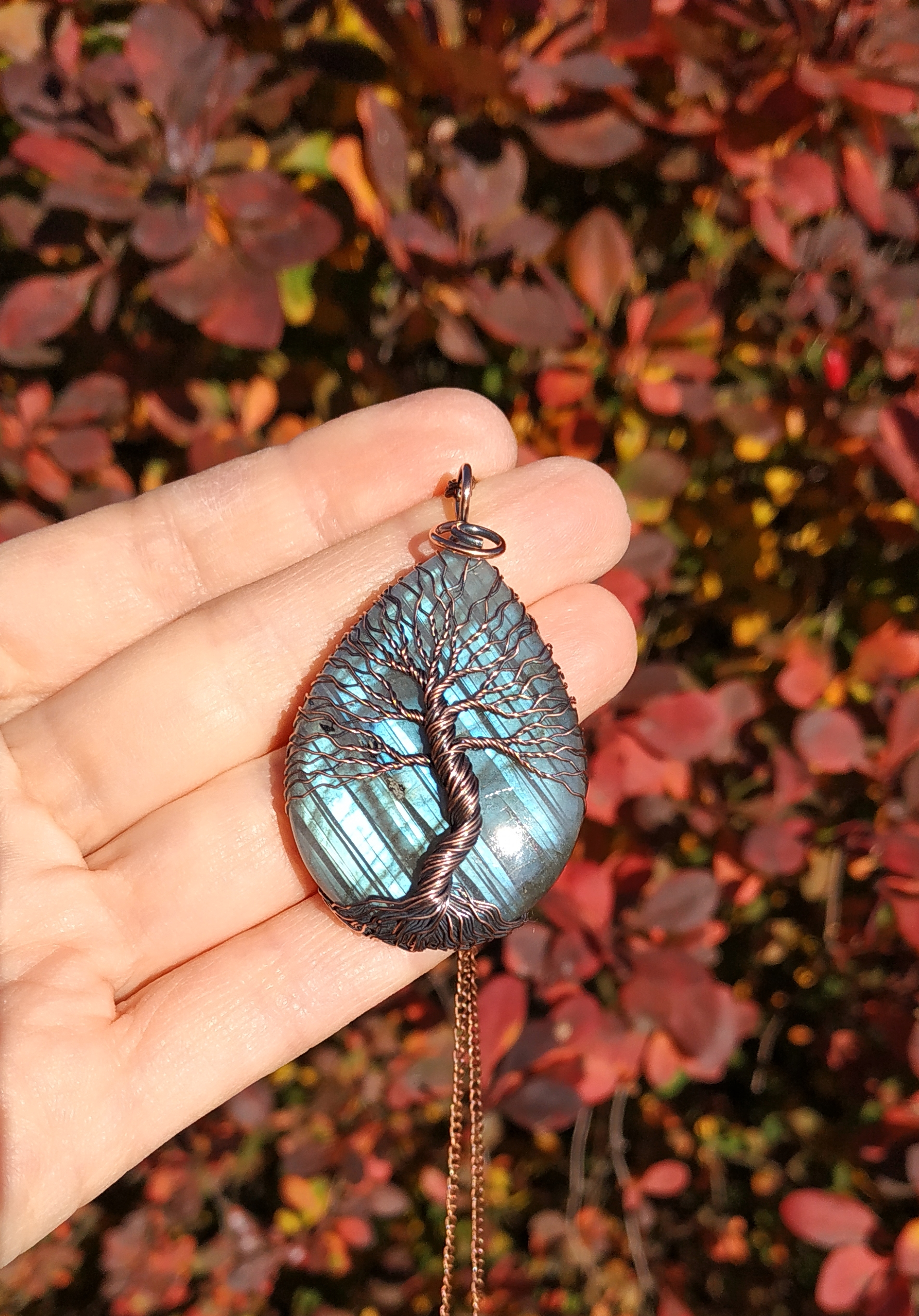 Labradorite Tree Of Life Amulet Necklace, Copper Anniversary - Inspire ...