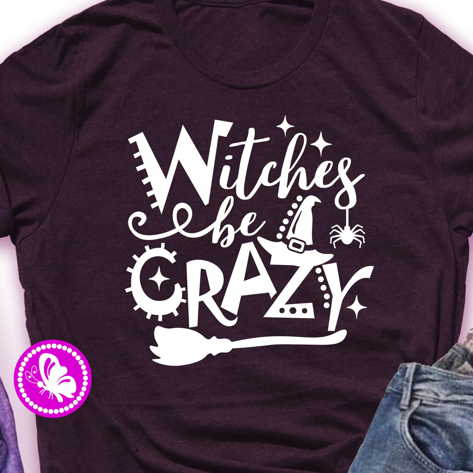 Witches be crazy quote Halloween decoration Witch hat and br | Inspire ...