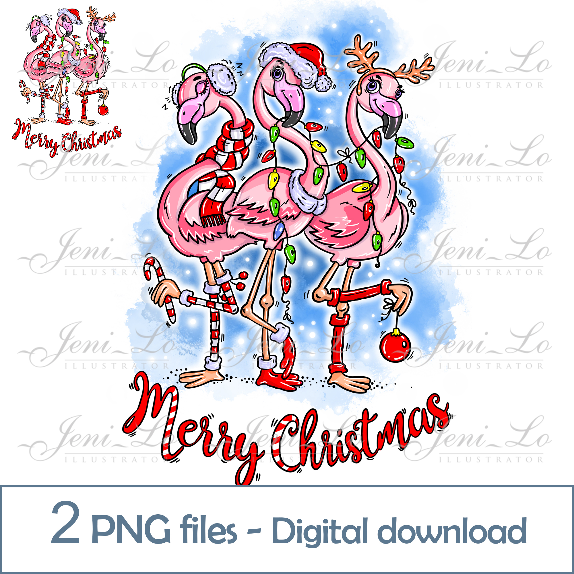 Christmas Flamingos 2 PNG files Merry Christmas clipart Funn | Inspire ...