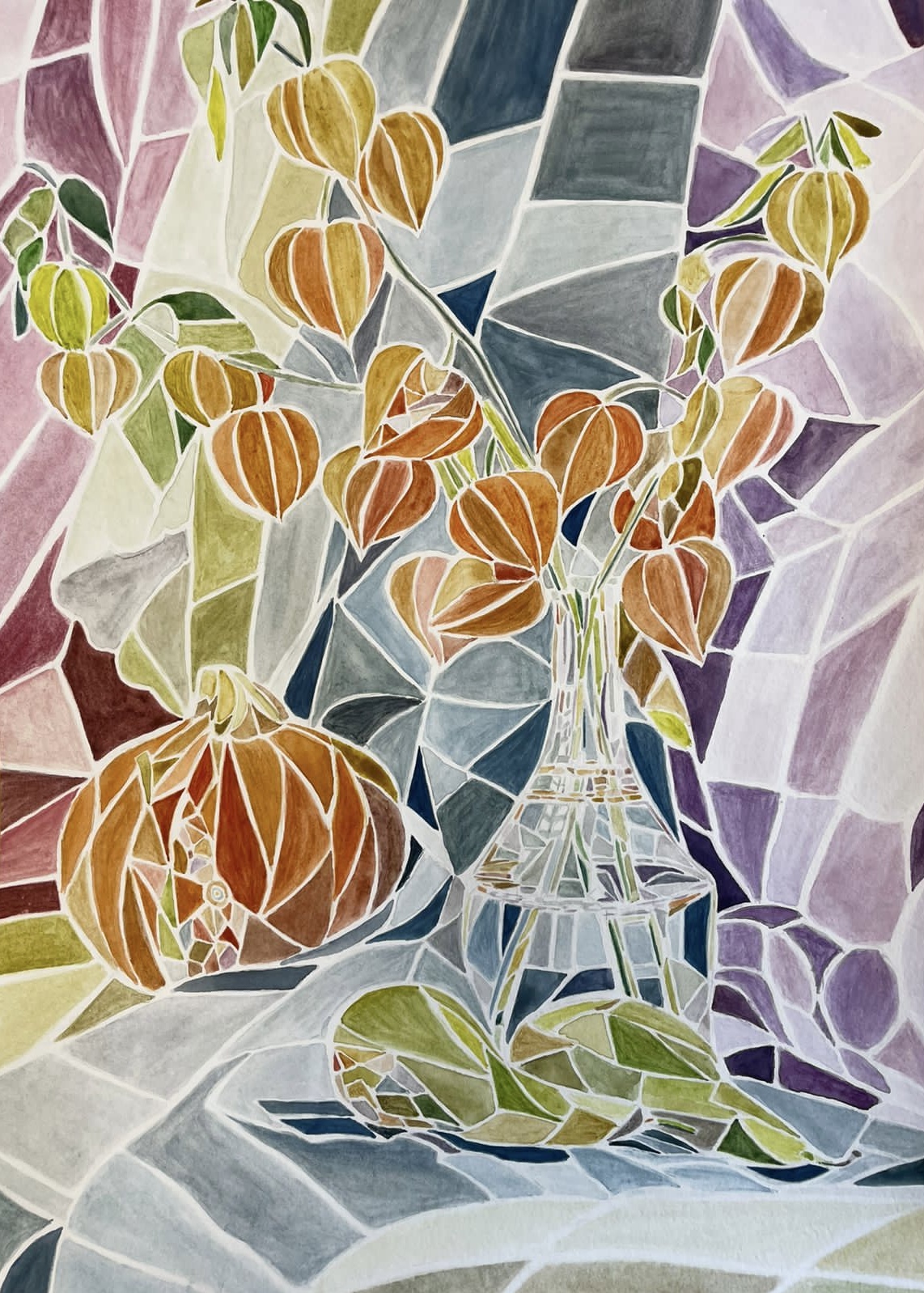Still life in mosaic style modern handmade wall art original | Inspire ...