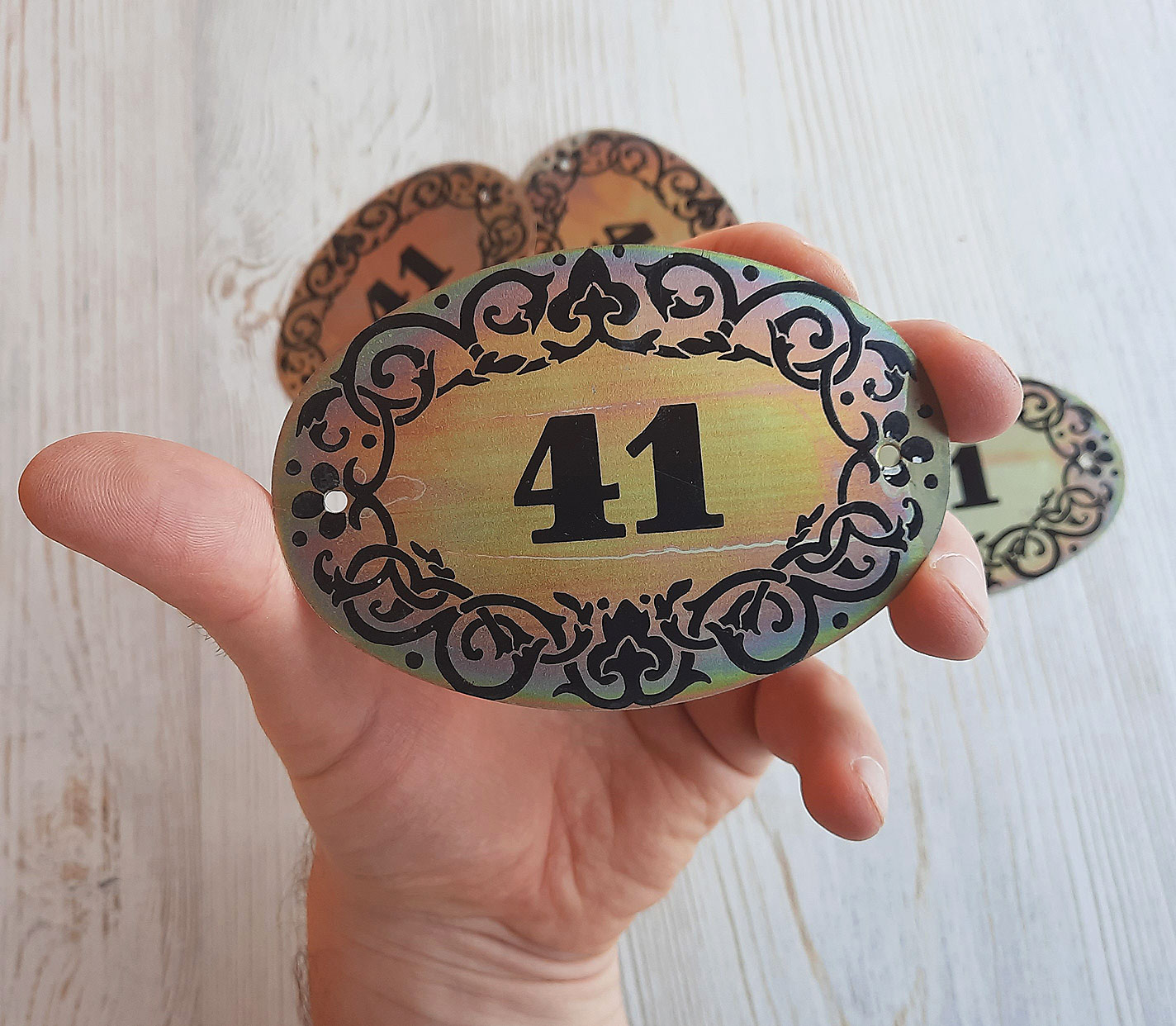 Address door number plate 41 - vintage oval room number sign | Inspire ...