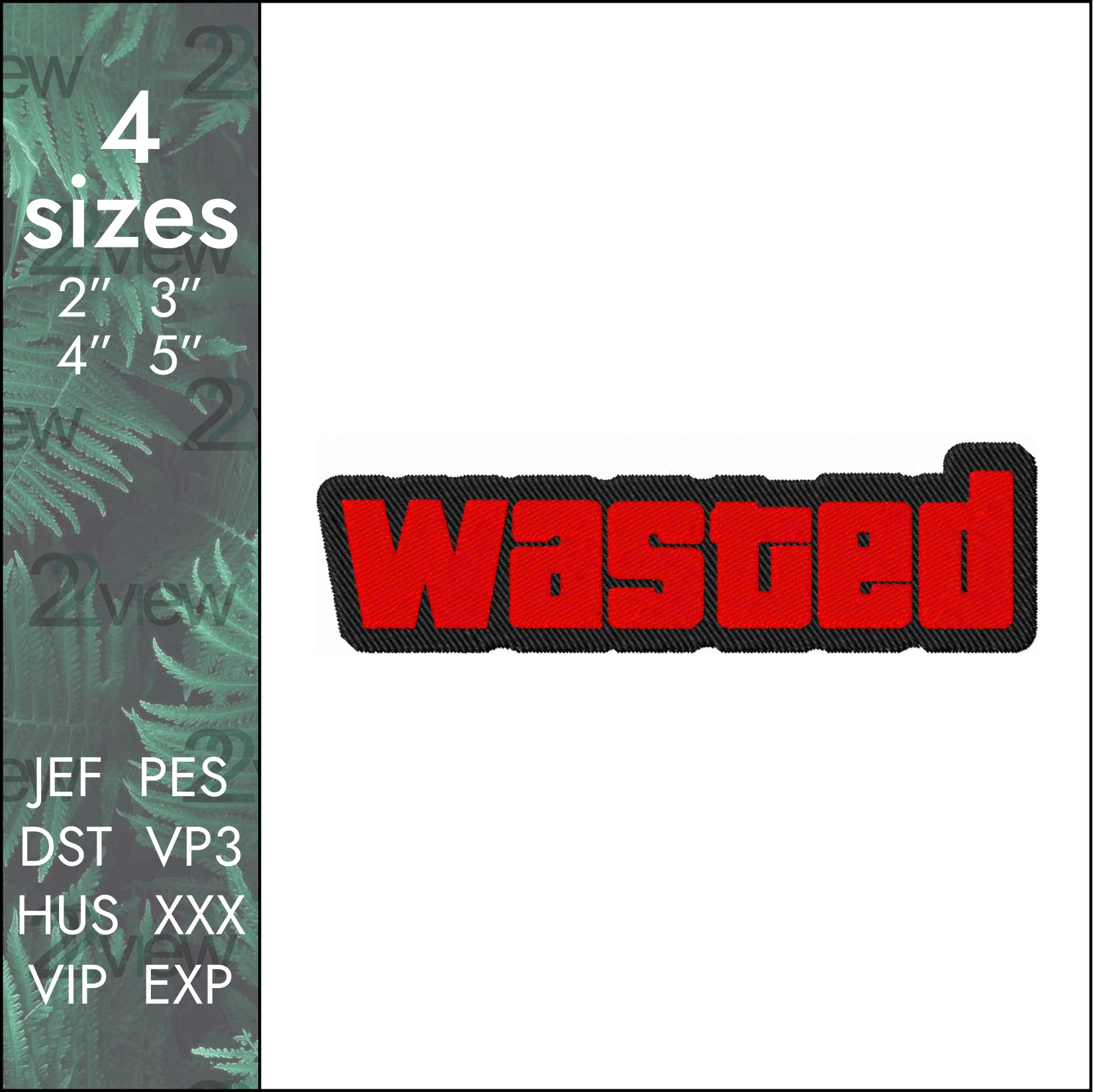 Wasted Embroidery Design, GTA auto wanted game, 4 sizes | Inspire Uplift